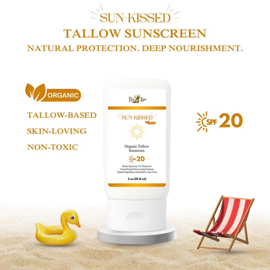 SunKissed Organic Tallow Sunscreen SPF 20 2oz Natural Skincare Powered ...