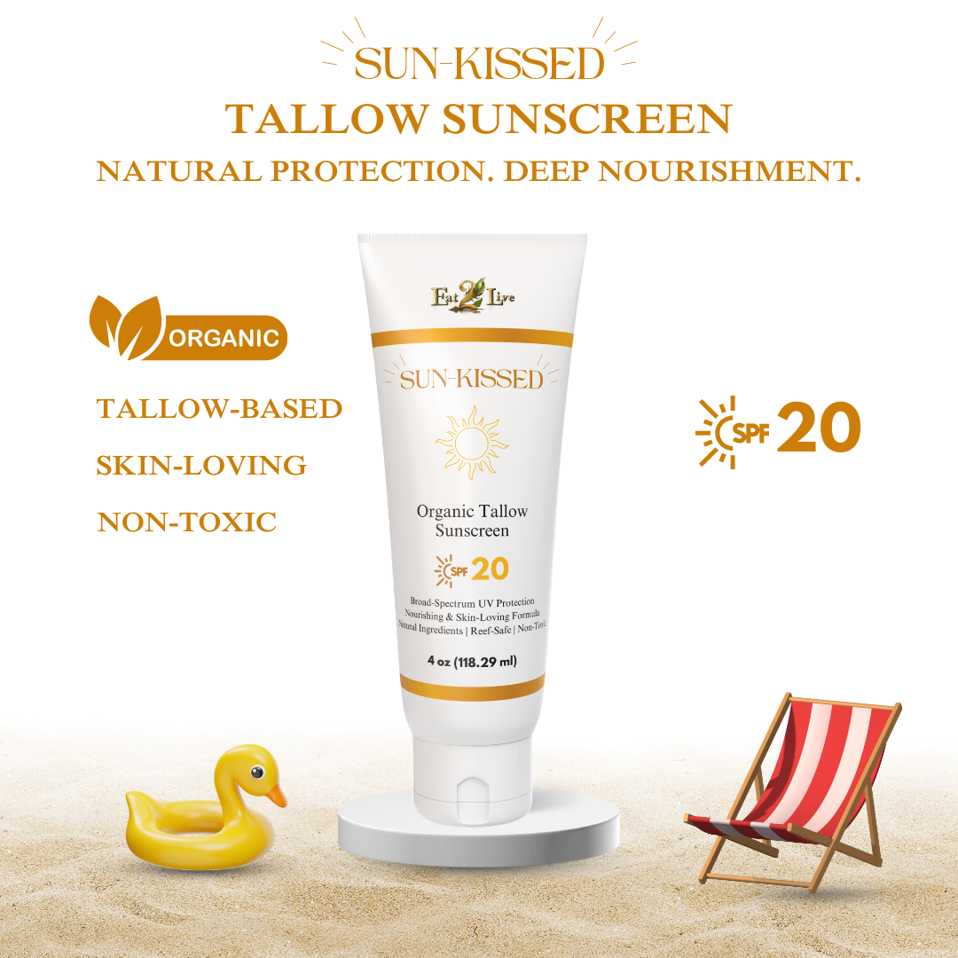 SunKissed Organic Tallow Sunscreen SPF 20 Natural Skincare Powered by ...
